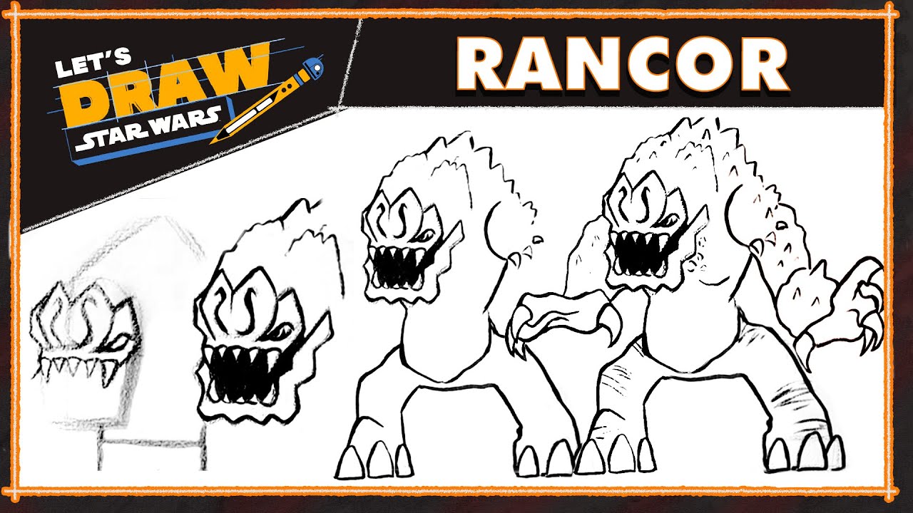 Let's Draw Star Wars: How to Draw a Rancor - Fantha Tracks